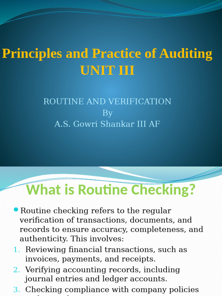 Routine and Vouching | PDF