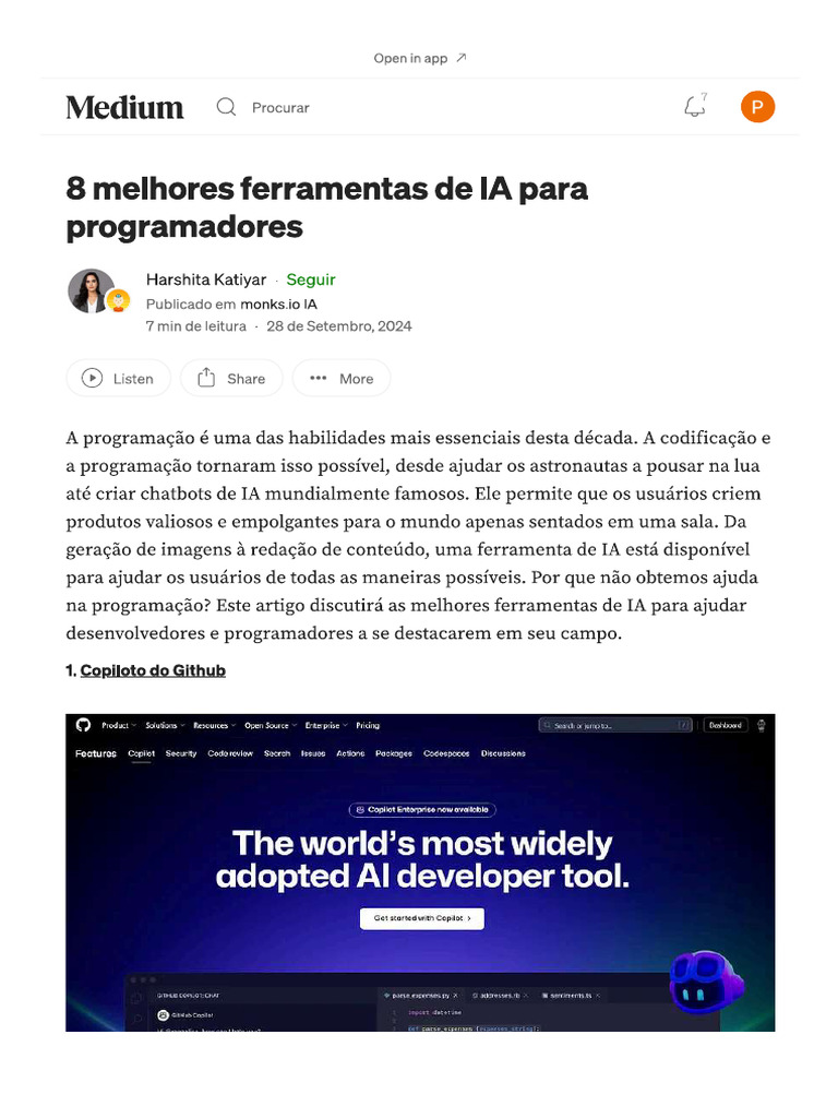 8 Melhores Ferramentas de IA para Programadores | PDF