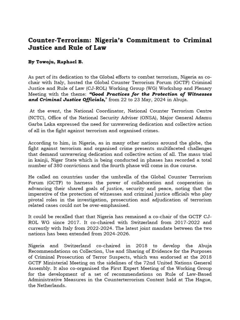 Nigerian Commitment To Criminal Justice and Rule of Law | PDF | Crime ...