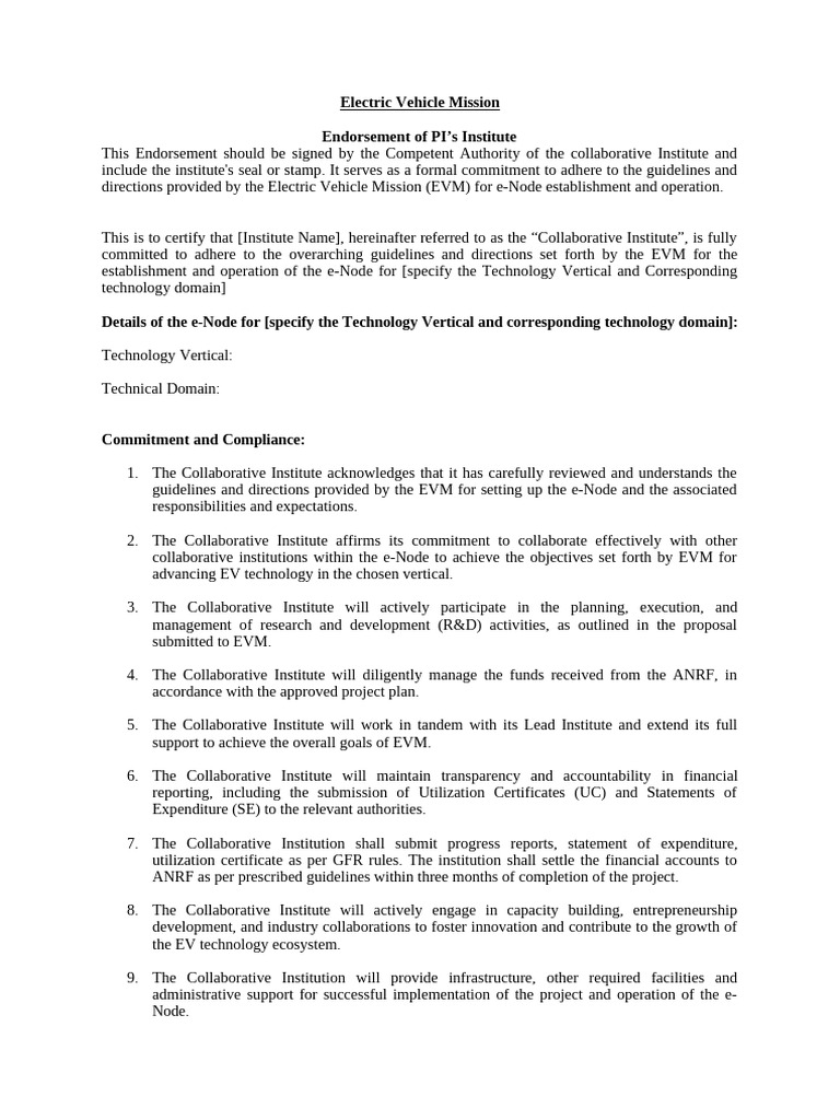 Electric Vehicle Mission - Endoresment | PDF