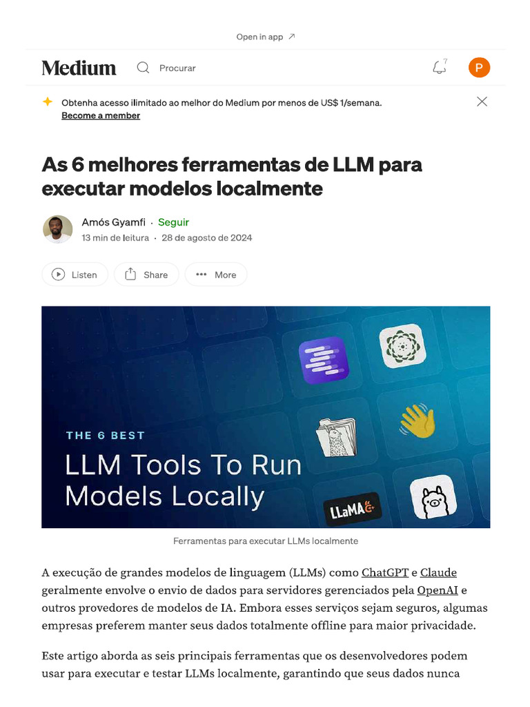 As 6 Melhores Ferramentas de LLM para Executar Modelos Localmente | PDF