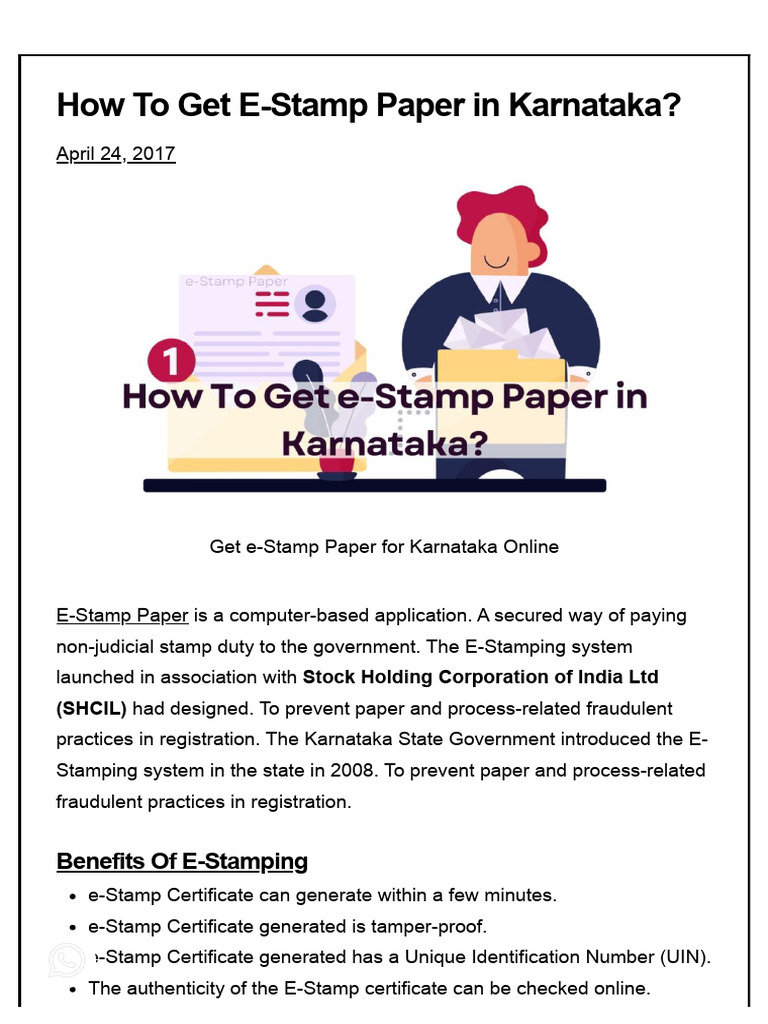 How To Get E-Stamp Paper Online in Karnataka - Bangalore - Edrafter ...