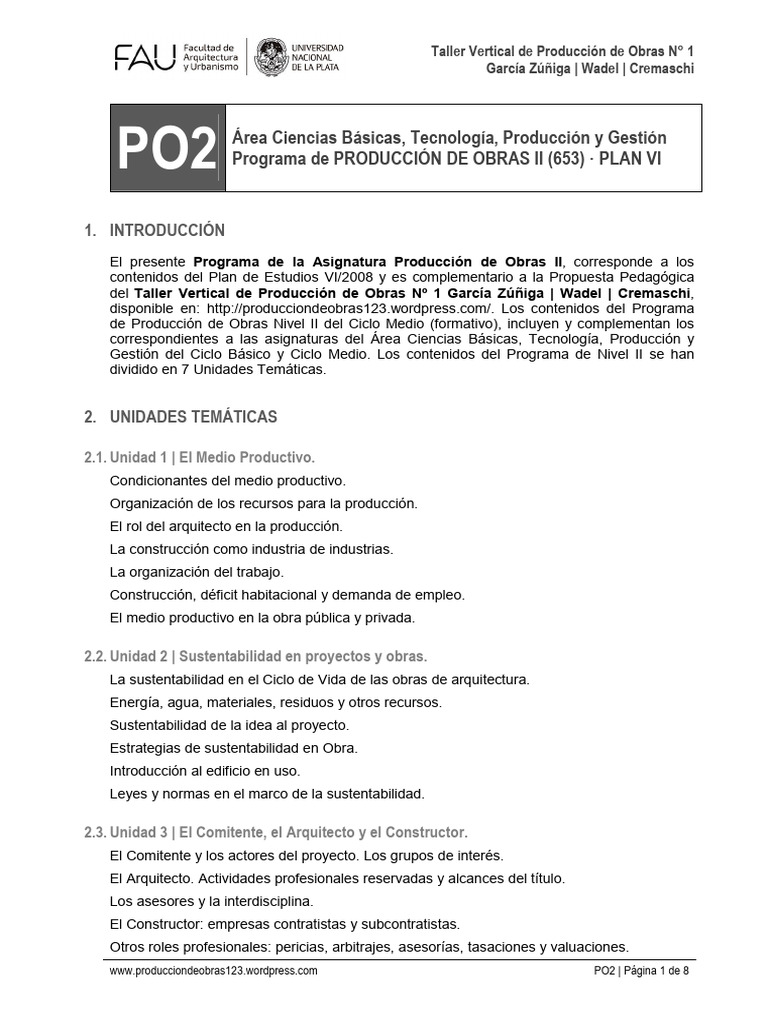 Po2 Tv1 Programa-P02 | PDF | Arquitecto | Buenos Aires