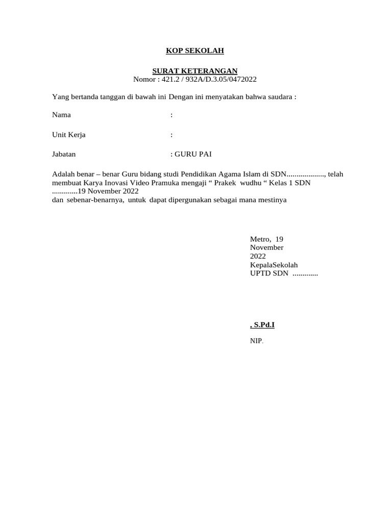 Contoh Suket Kepsek | PDF