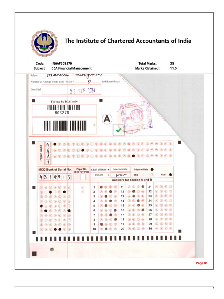 FM Answersheet | PDF