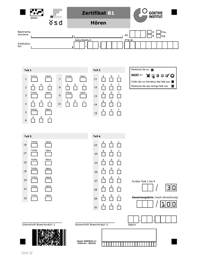 ANTWORTBOGEN - HOEREN | PDF