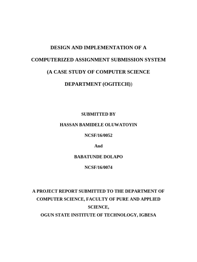 Design and Implementation of A Omputerized Assignment Submission System | PDF | Databases | Use Case