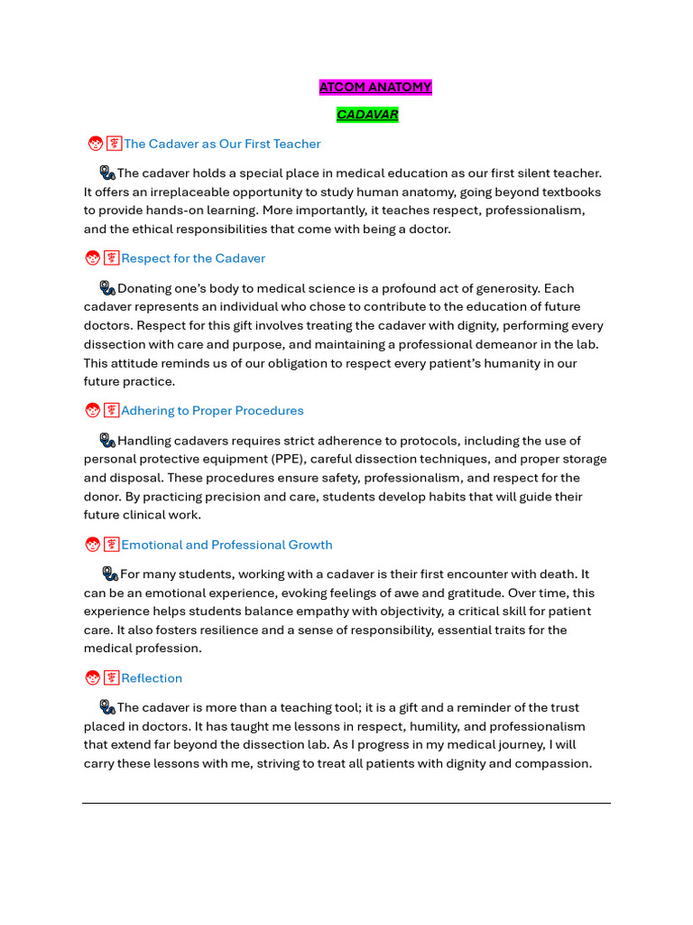 ATCOM ANATOMY CADAVAR | PDF