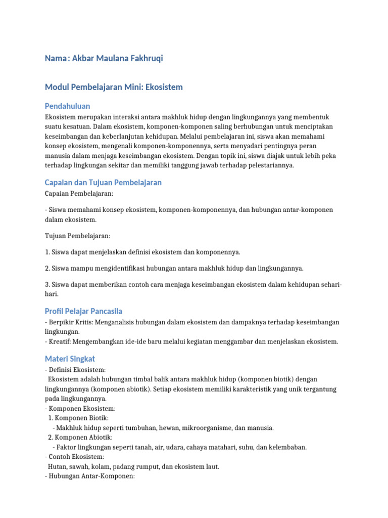 Modul_Pembelajaran_Ekosistem_Long | PDF