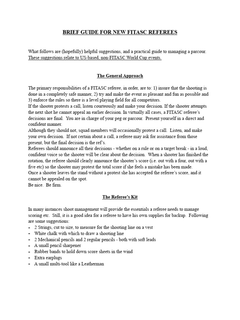 FITASC Referee Guidelines and Responsibilities | PDF | Referee
