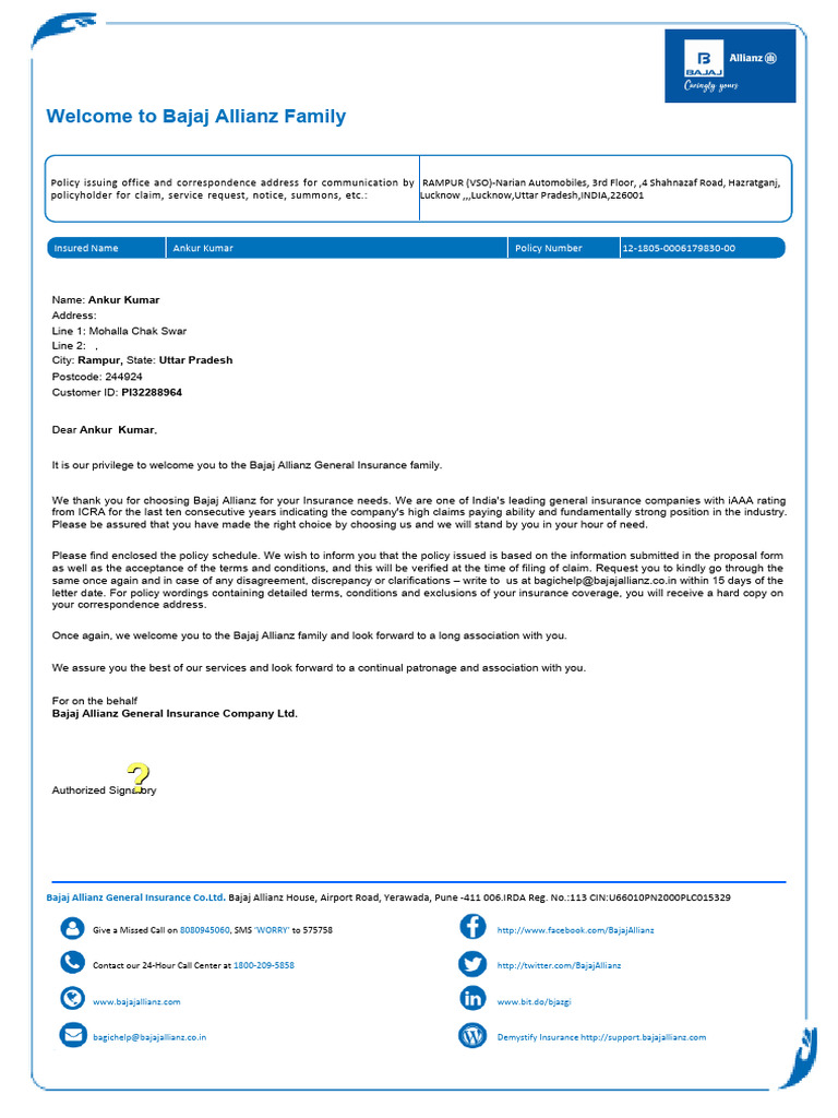 Policy_schedule_doc | PDF | Insurance