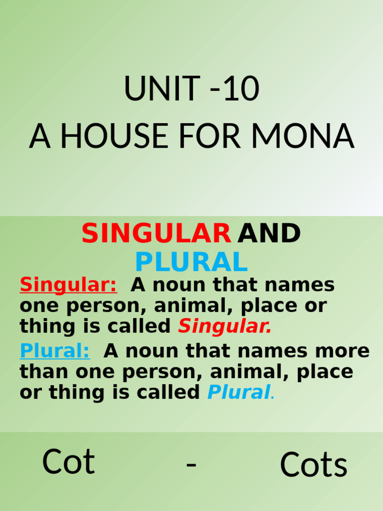 Unit - 10 Singular and Plural | PDF