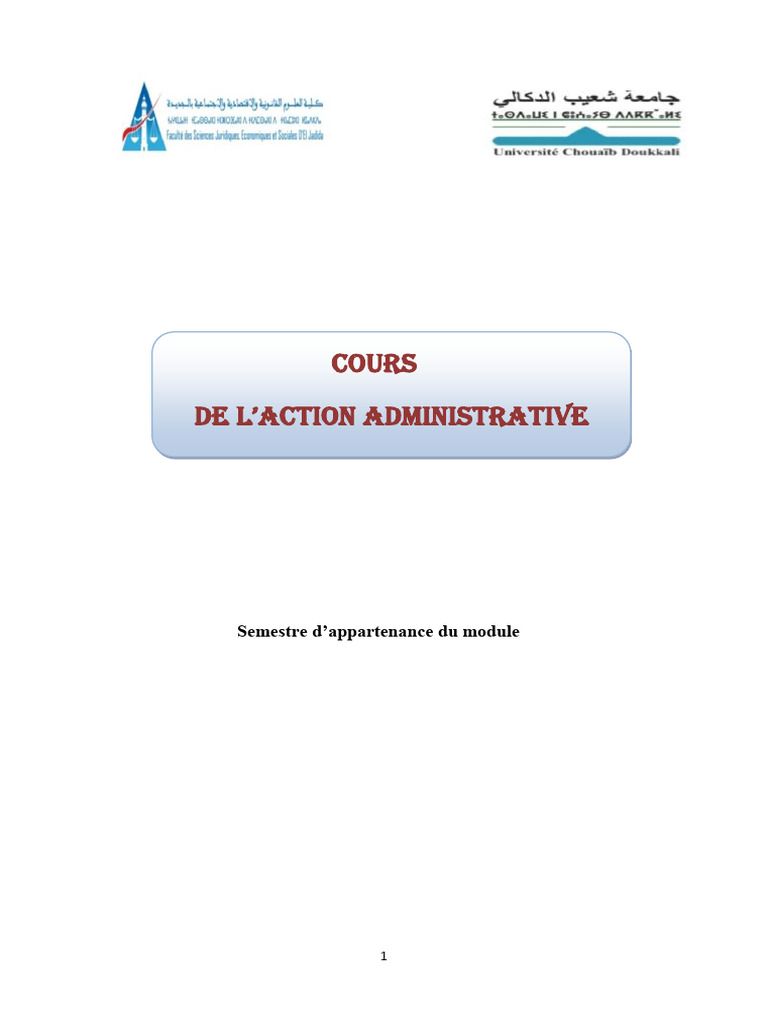 Cours de L'action Administrative - S3 - Actualisã© e Le 16 Nov 2024 ...