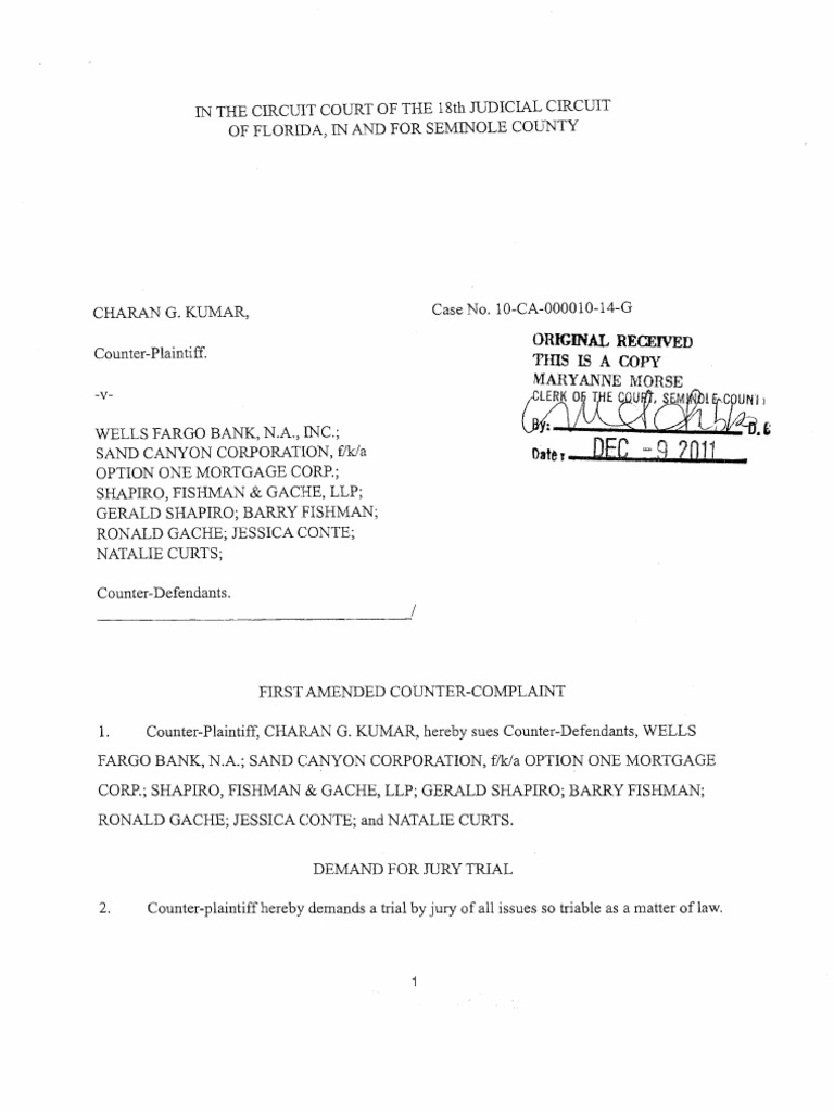 Counter Claim Complaint Based On Securitization Audit | PDF | Limited ...