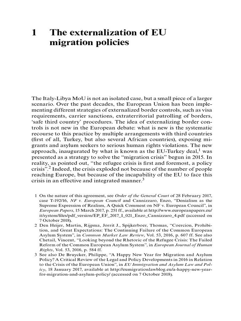 1 The Externalization of EU Migration Policies | PDF | Human Migration | Refugee