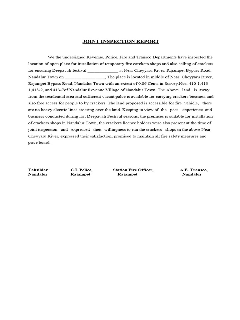 Joint Inspection Report2 | PDF