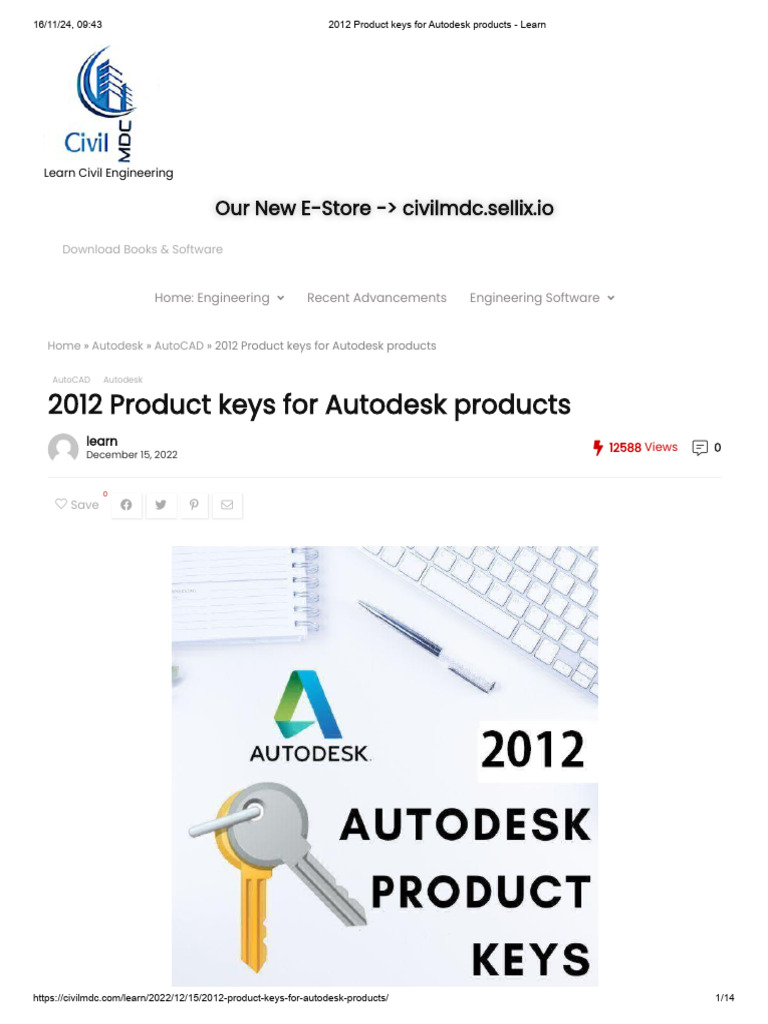 2012 Product Keys For Autodesk Products - Learn | PDF | Autodesk | Auto Cad