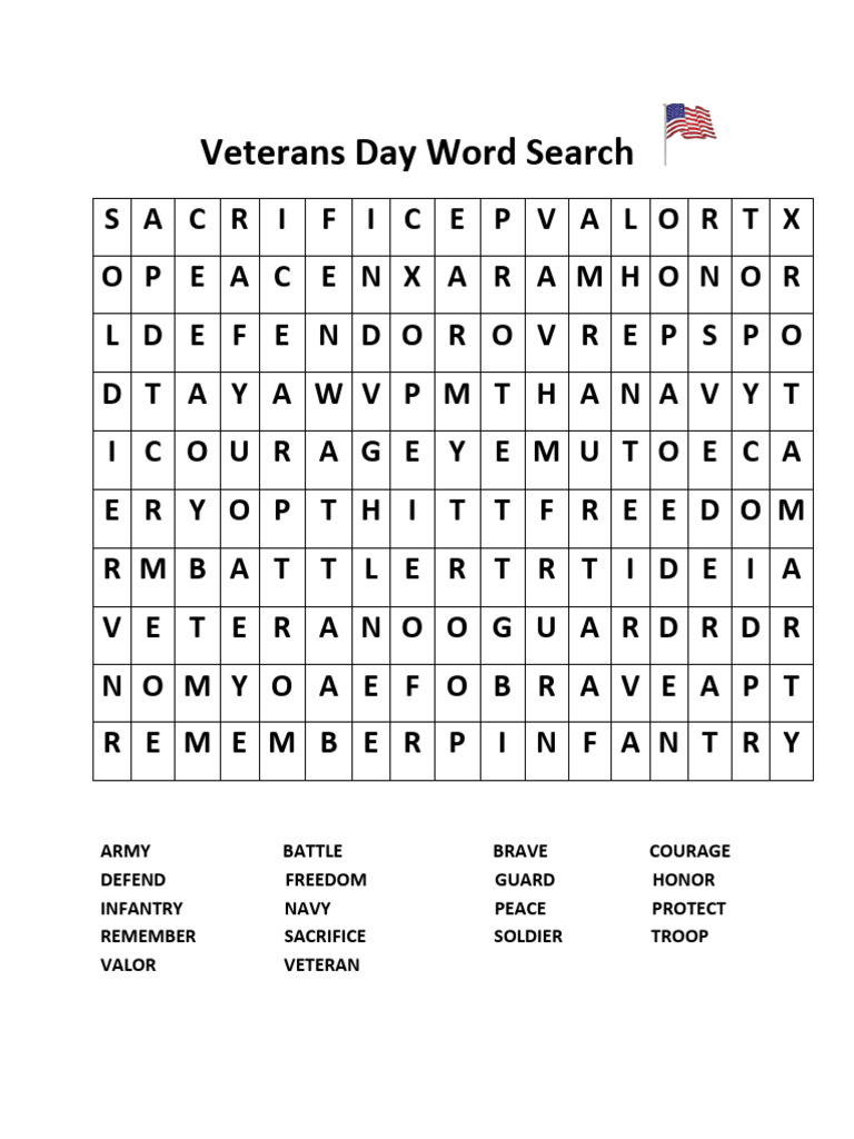 Veterans Day Word Search | PDF