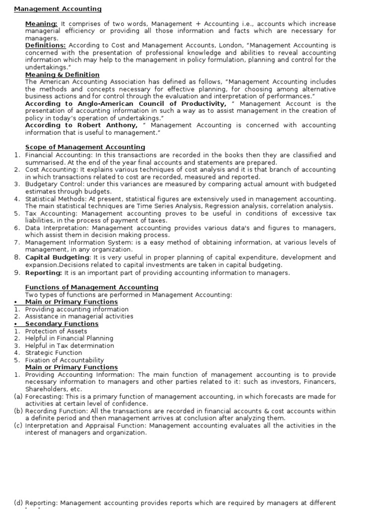 Understanding Management Accounting Essentials | PDF