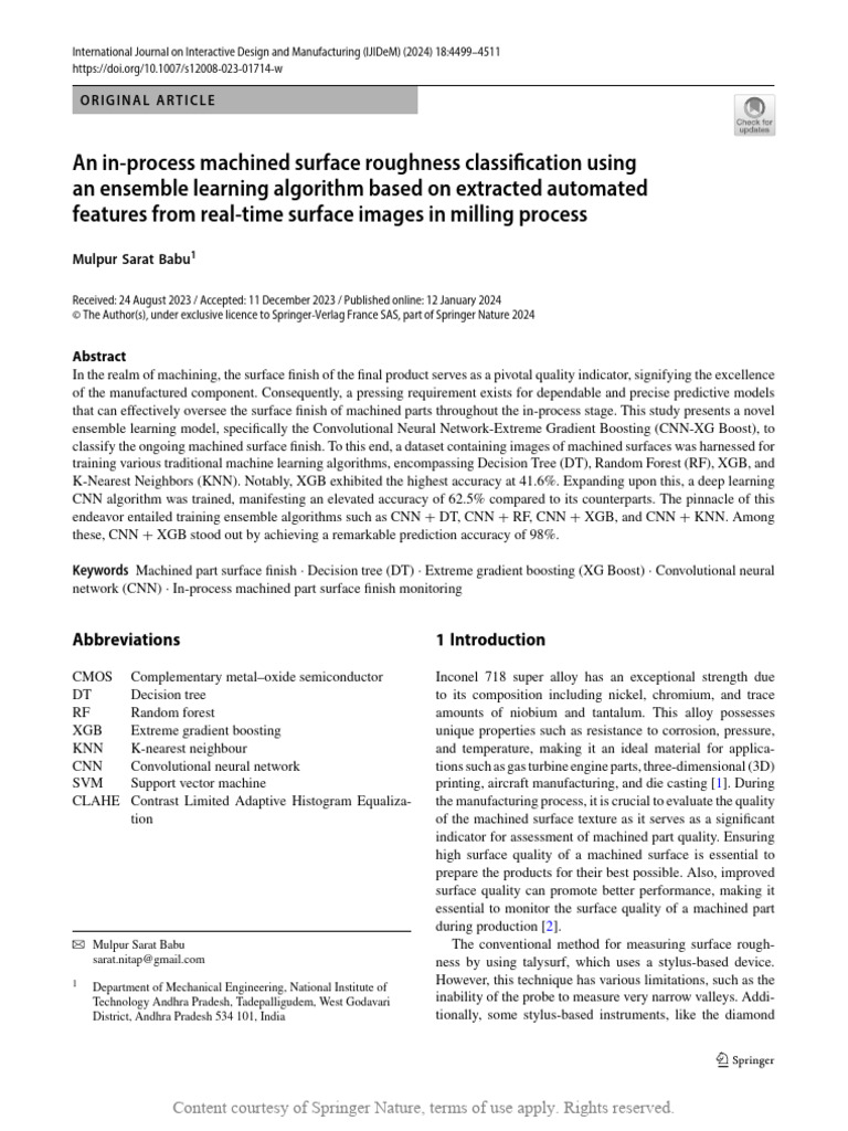 An_in-process_machined_surface_roughness_classific | PDF | Deep Learning | Artificial Neural Network