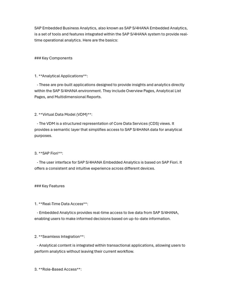 SAP Embedded Analytics Basics | PDF