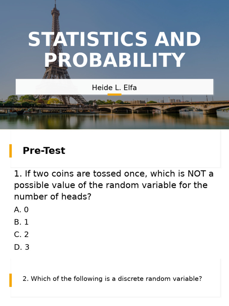 Statististics Module 1 Random Variables | PDF | Probability Distribution | Random Variable