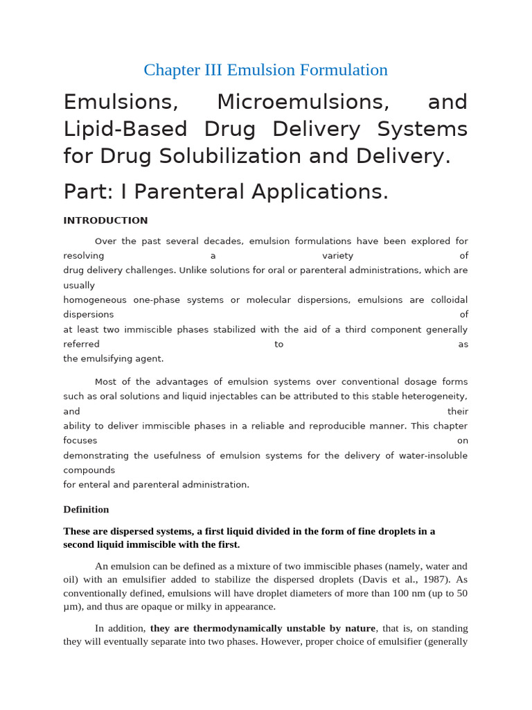 Emulsion Formulation | PDF | Emulsion | Surfactant