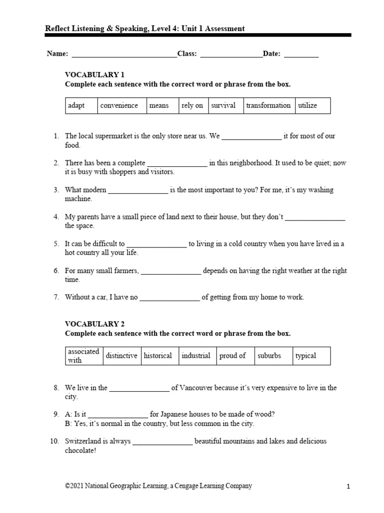 Level 4 Listening & Speaking Assessment | PDF | Cognition | Human ...