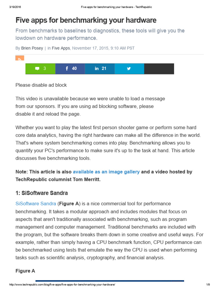 Five Apps for Benchmarking Your Hardware - TechRepublic | PDF ...