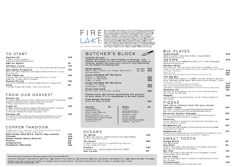Firelake Grill House Cocktail Bar Menu | PDF