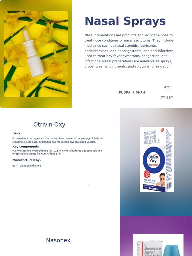 Nasal Sprays: Uses and Key Components | PDF
