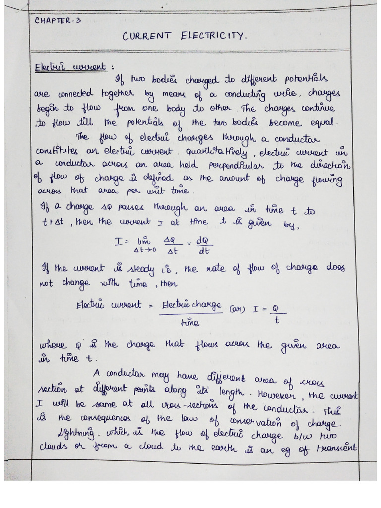 Current Electricity Notes | PDF