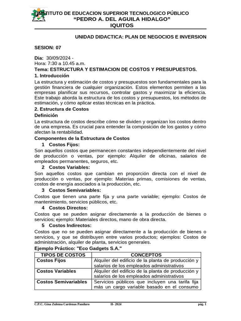 Sem 07 Estructura Ec Ppto | PDF | Presupuesto | Business