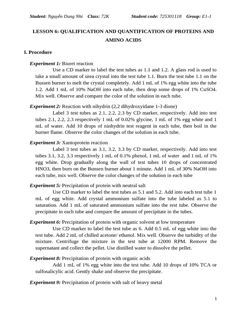 BCAO TH HÓA SINH Lesson 6 | PDF | Protein Purification | Proteins