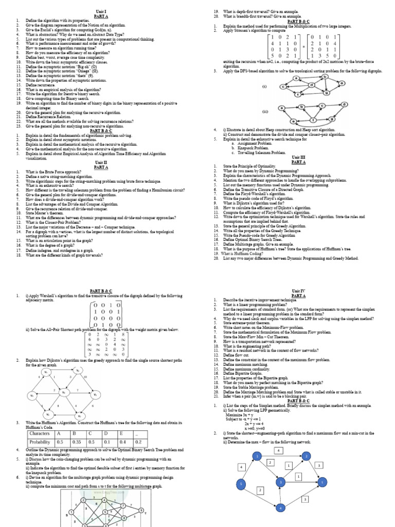 Imp Qns for DAA | PDF | Computational Complexity Theory | Dynamic Programming