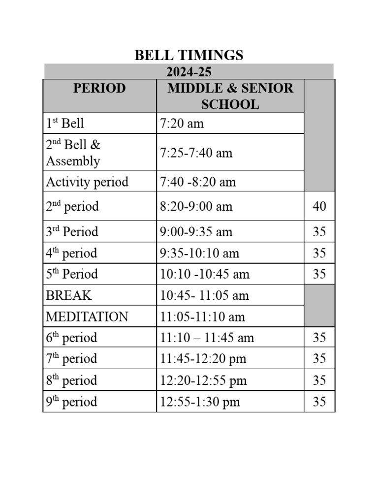 Bell Timings 24-25 | PDF