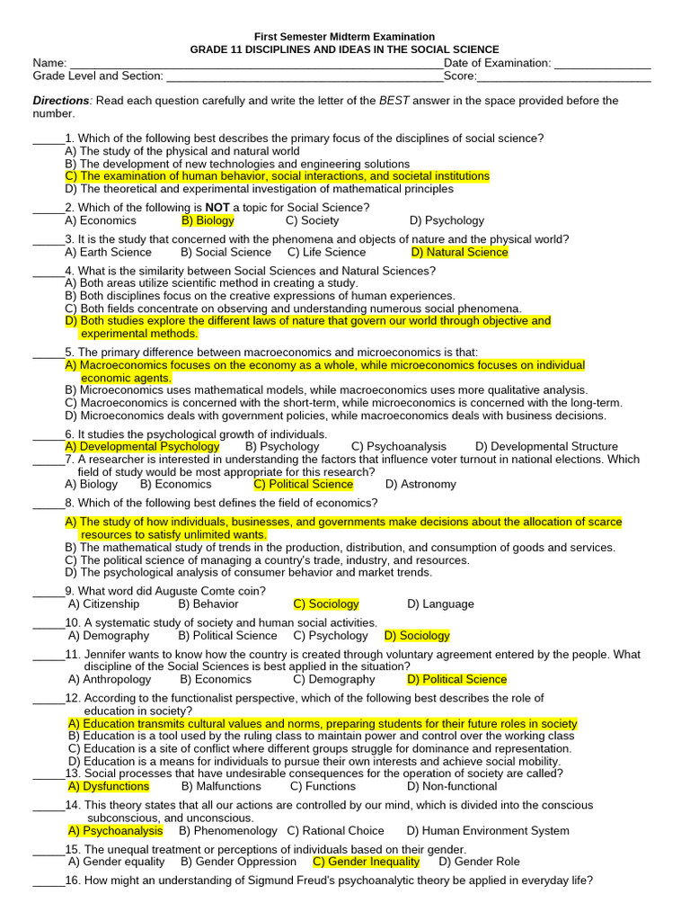 Diss Midterm Exam Answer Key | PDF | Id | Social Sciences