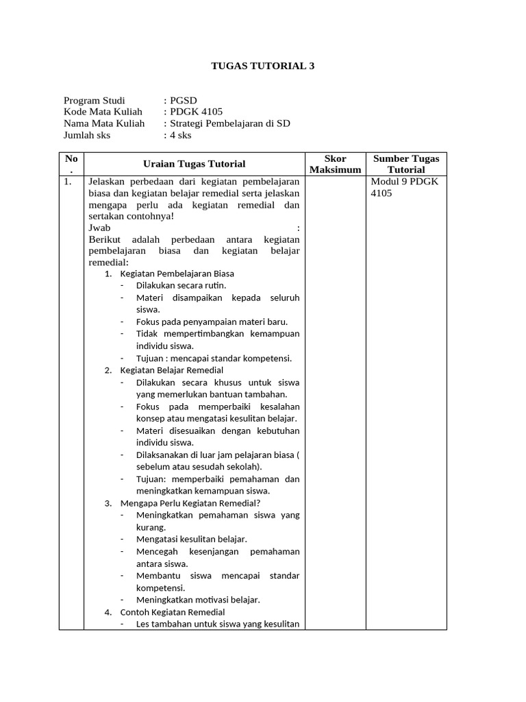 Sesi 7 TUGAS TUTORIAL 3 (1) Stategi Pembelajaran | PDF