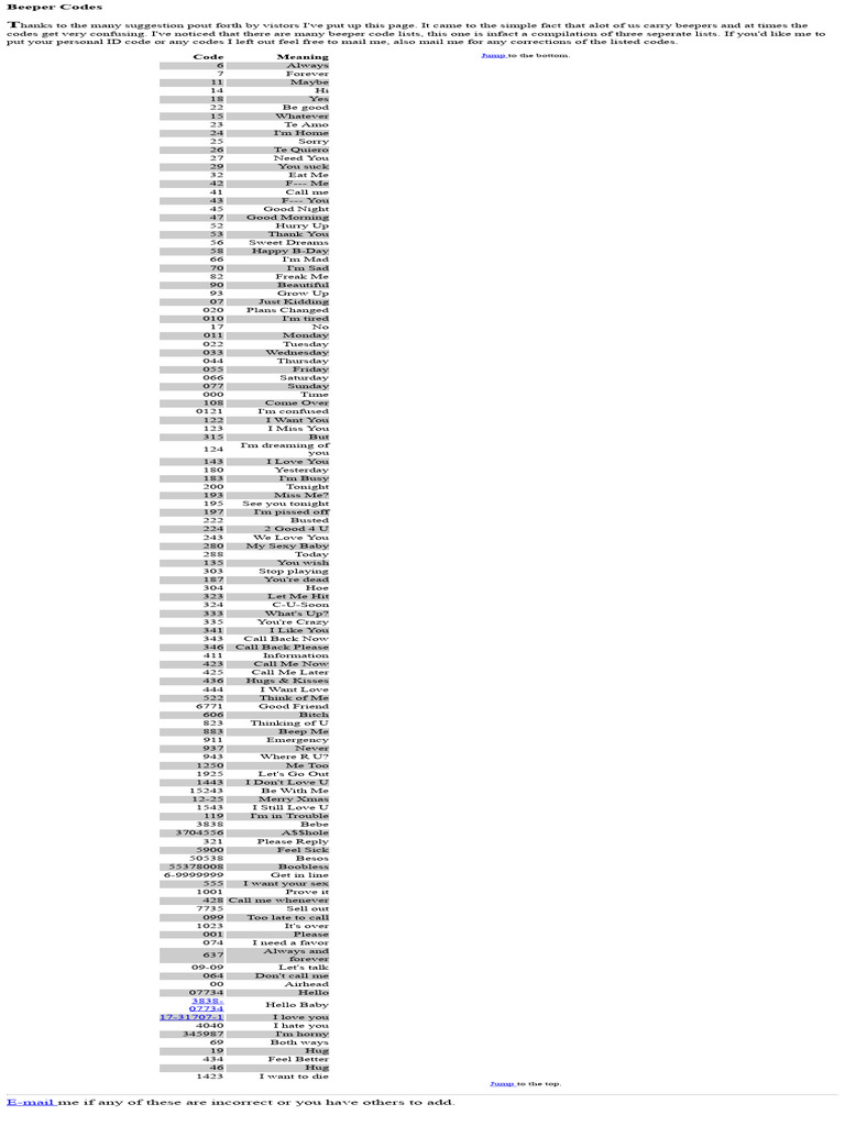 Beeper Codes | PDF