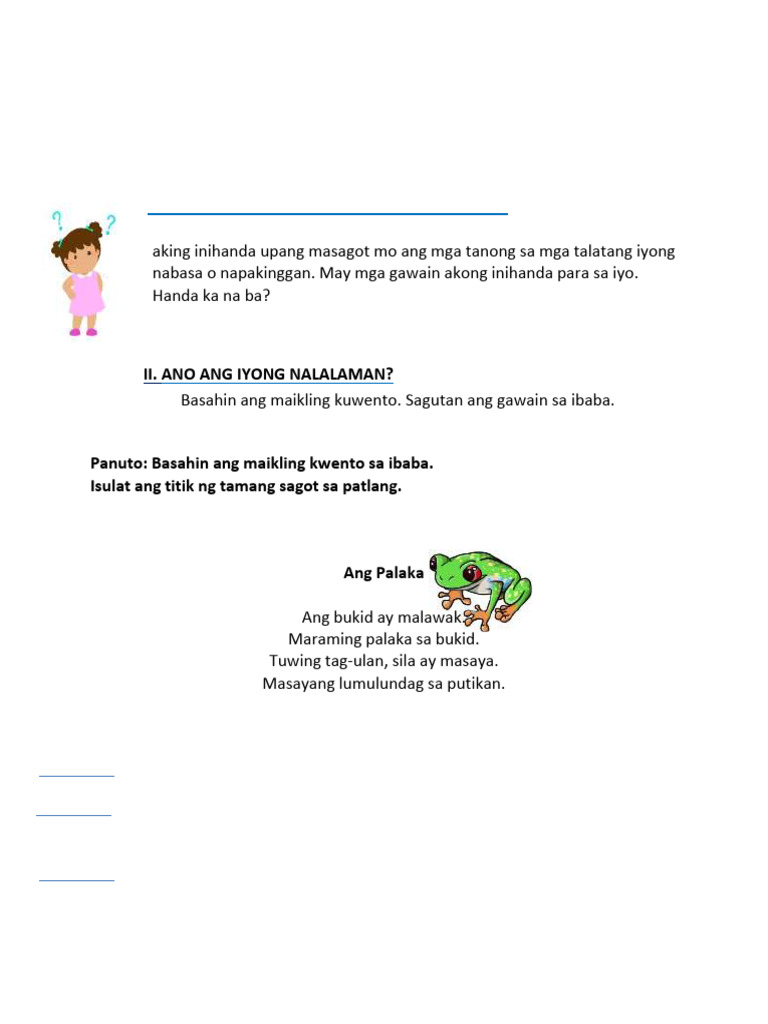 Filipino - Lesson 5 - NASASAGOT ANG MGA TANONG SA KWENTO by Ms ...