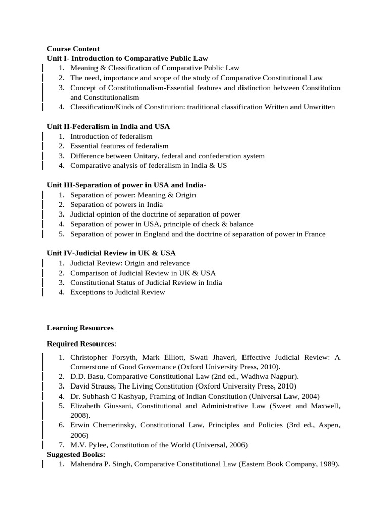 Course Content of LLM | PDF | Separation Of Powers | Constitution