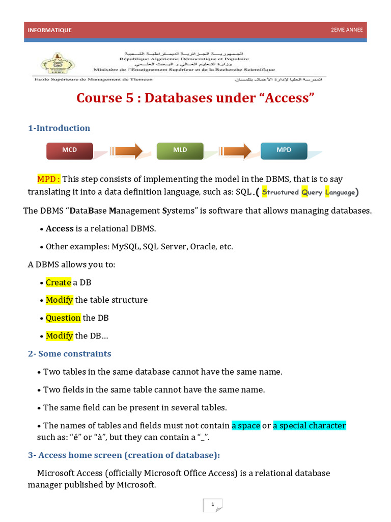 course 5 Access | PDF | Databases | Relational Database