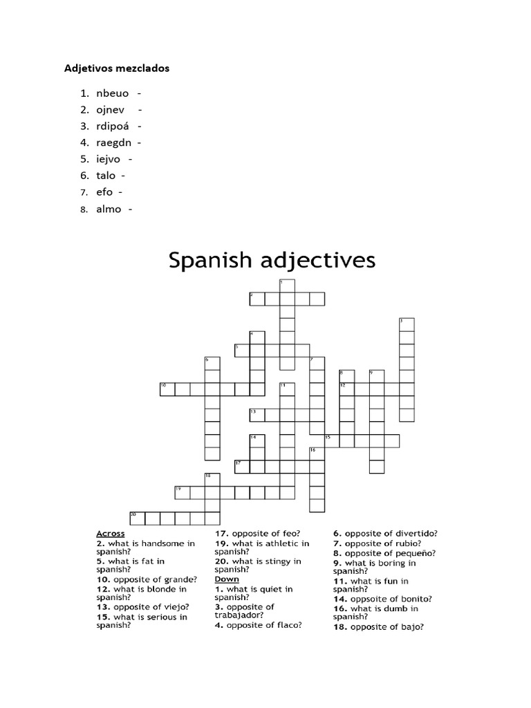 Ejercicios de Adjetivos en Español | PDF