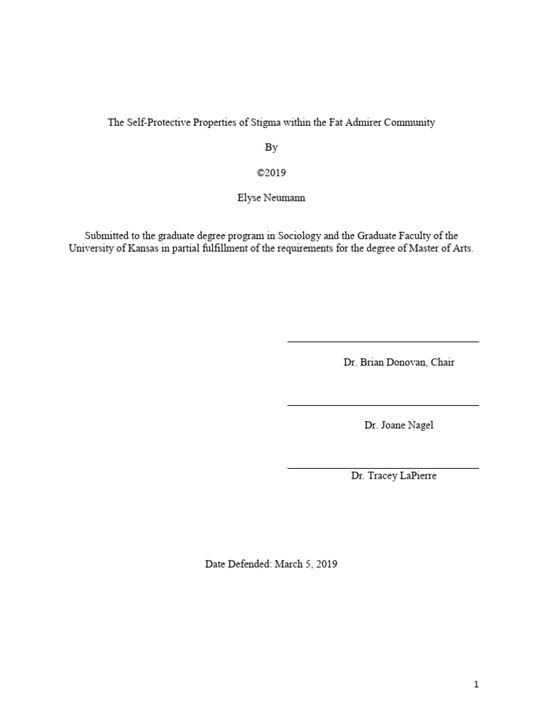 Neumann - The Self-Protective Properties of Stigma Within The Fat ...