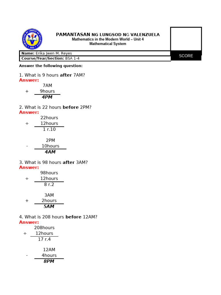 MMW - Lesson 4.1 - Mathematical System | PDF