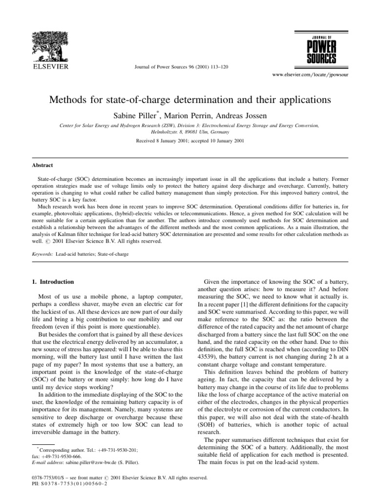 Methods of SOC Determination & Their Applications | PDF | Rechargeable ...