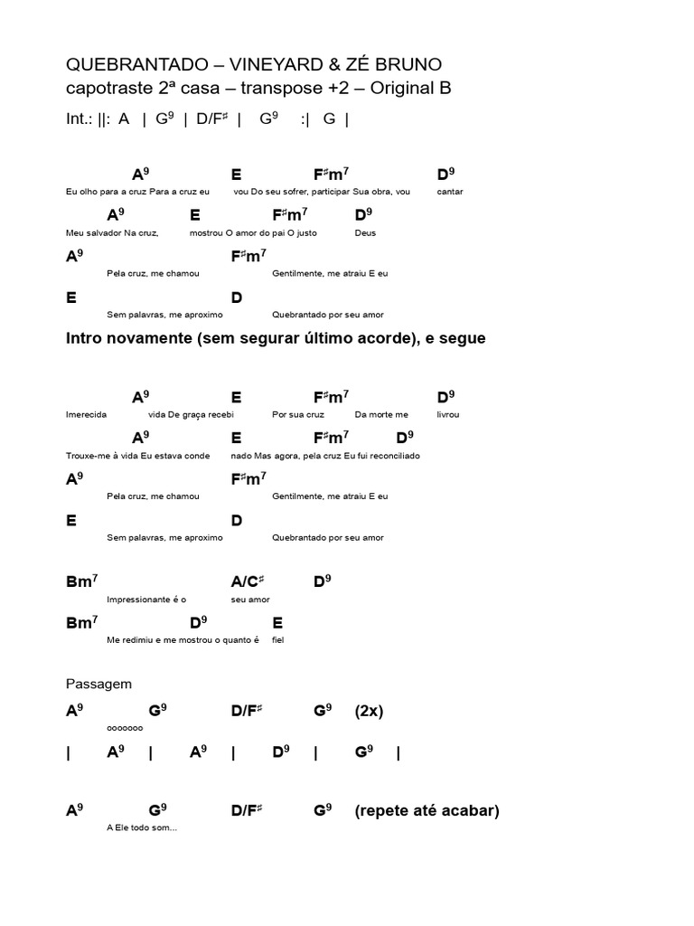 Cifras e Letra: Quebrantado - Vineyard | PDF