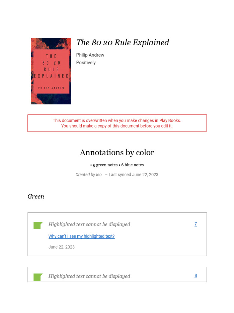 Notes From - The 80 20 Rule Explained | PDF