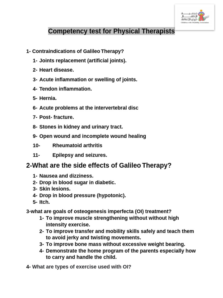 Shrooq Bawazeer 4450003 Competency Test for Physical Therapists | PDF ...