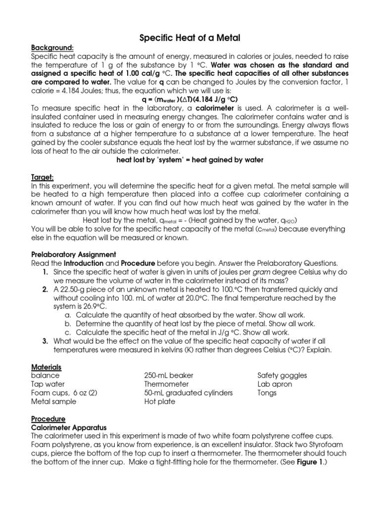Specific Heat Lab | PDF | Heat | Heat Capacity